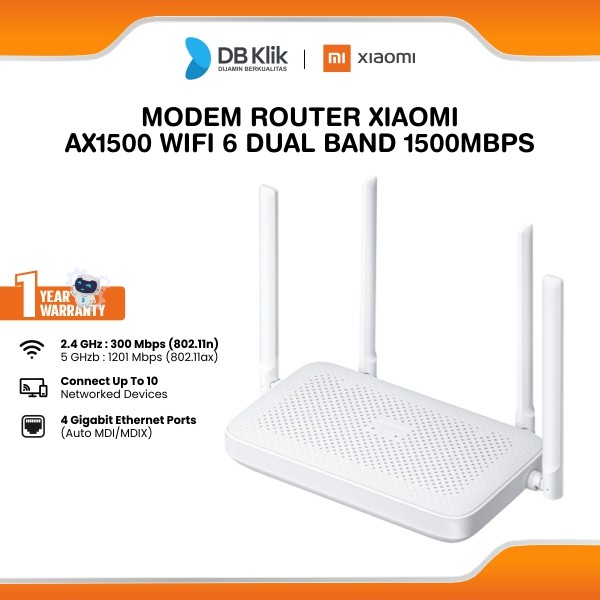 Modem Router Xiaomi AX1500 WiFi 6 Dual Band 1500 Mbps
