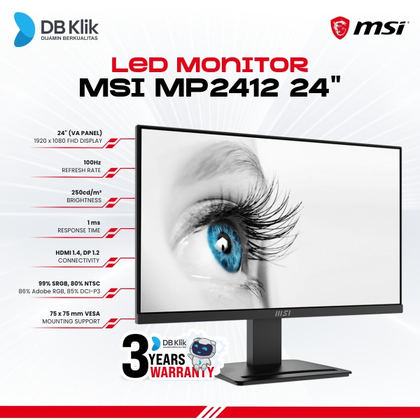 LED Monitor MSI MP2412 24" FHD VA 100Hz 1ms HDMI DP