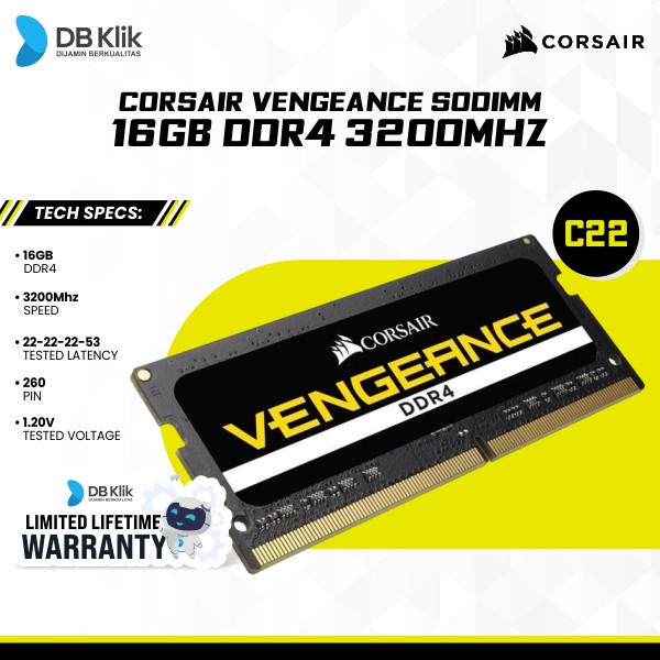RAM CORSAIR Vengeance DDR4 16GB 3200mhz Sodimm CMSX16GX4M1A3200C22