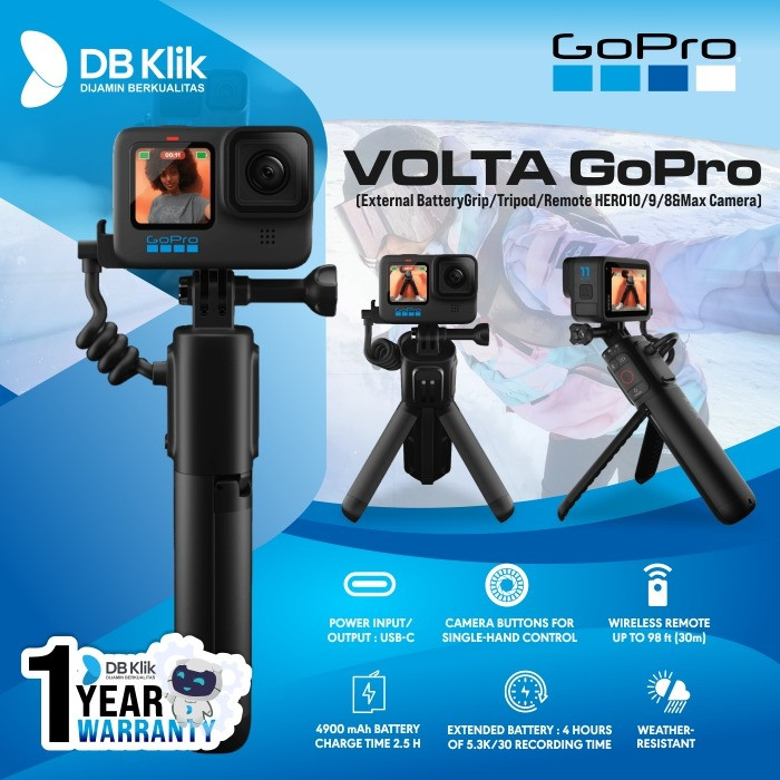 Volta GoPro (External BatteryGrip/Tripod/Remote HERO10/9/8&Max Camera)