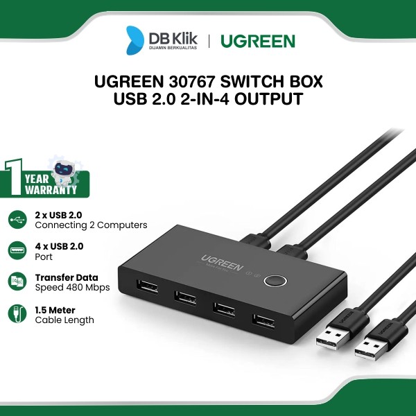 Sharing Swiitch Box UGreen USB 2.0 2In 4Out (30767)