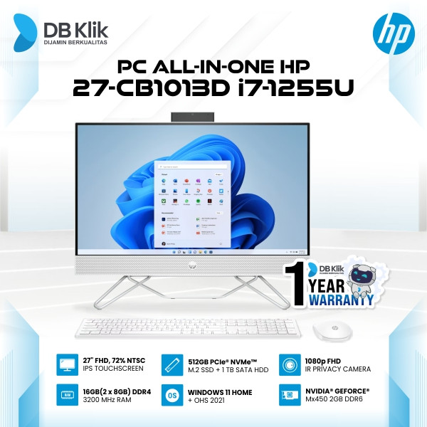 Pc Aio HP 27-cb1013D i7-1255U 16/512GB+HDD 1TB MX450 27" Win Ohs Touch