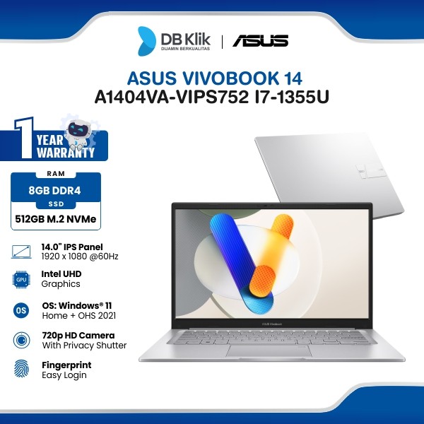 Notebook Asus Vivobook 14 A1404VA-VIPS752 I7-1355U 8GB/512GB Windows 11 Home + Office Home ...