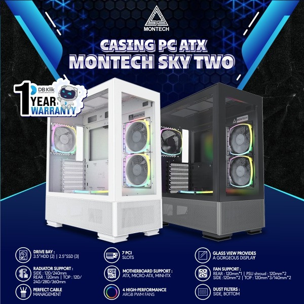 Jual Casing PC Montech Sky Two Mid Tower ATX mATX - Tempered Glass ...