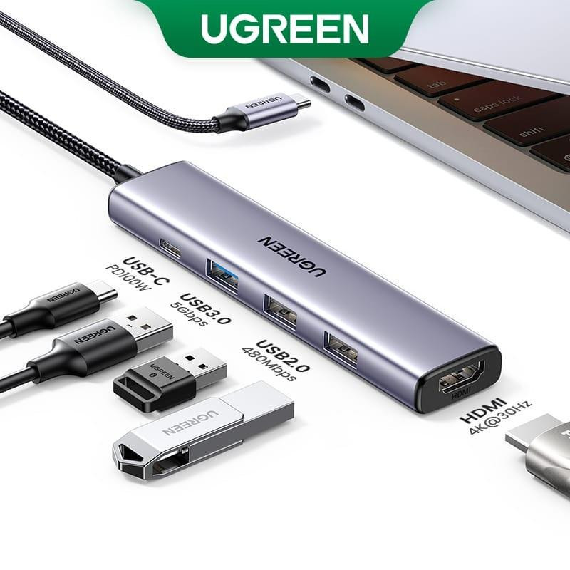 Usb Hub Adapter UGreen 5 In 1 Usb C to Hdmi 4k 30Hz Usb A Usb C PD 100w ...