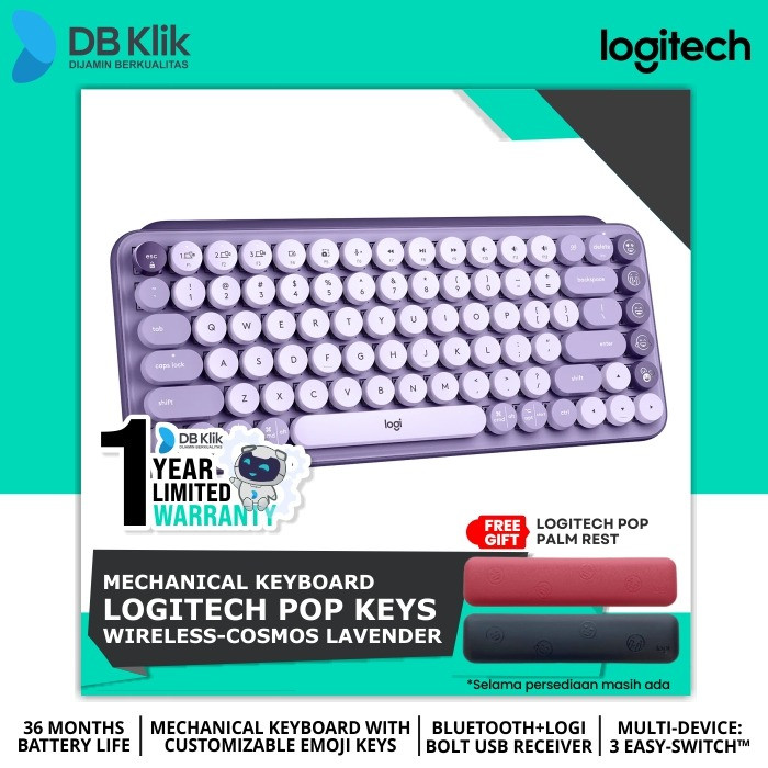 Keyboard Logitech POP Keys Wireless with Mechanical Compact Emoji Keys ...