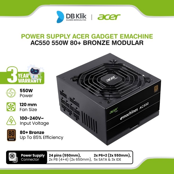 Power Supply Acer Gadget Emachine AC550 550W 80+ Bronze Modular Power Supply Acer Gadget Emachine AC550 550W 80+ Bronze Modular