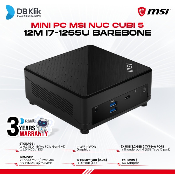 Mini PC MSI NUC Cubi 5 12M I7-1255U Barebone