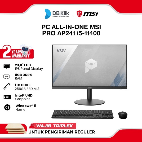 PC AIO MSI PRO AP241 i5-11400 8GB HDD 1TB+SSD 256GB Windows 11 23.8"