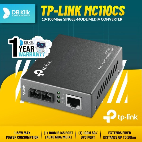 Jual Media Converter Tp-Link MC110CS 10/100Mbps Single-Mode - MC110 CS ...