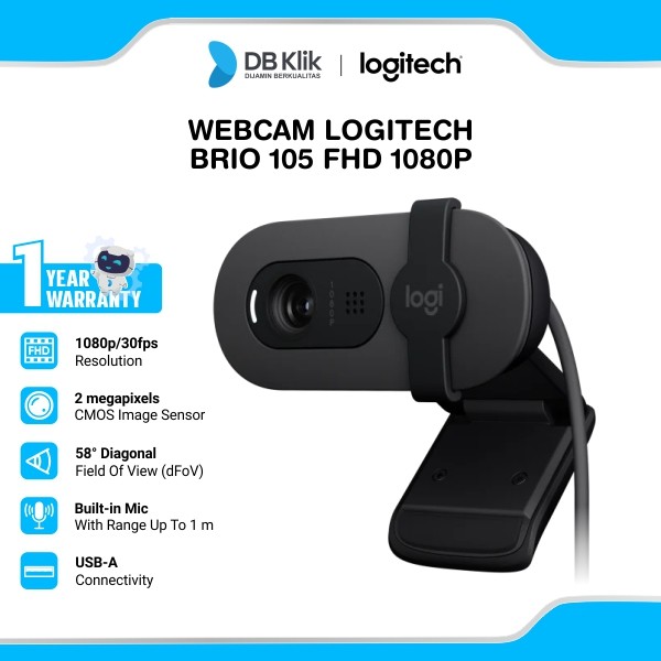 Webcam Logitech Brio 105 Fhd 1080p