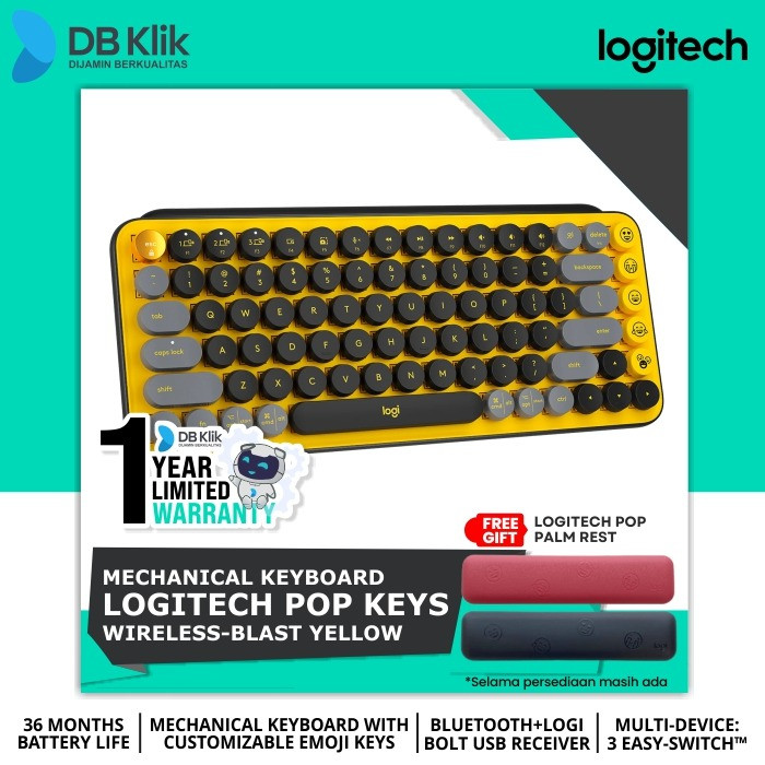 Keyboard Logitech POP Keys Wireless with Mechanical Compact Emoji Keys ...